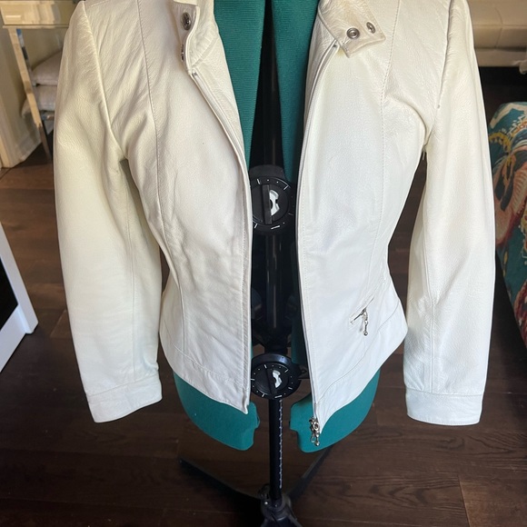 Jackets & Coats | White Leather Bomber | Poshmark